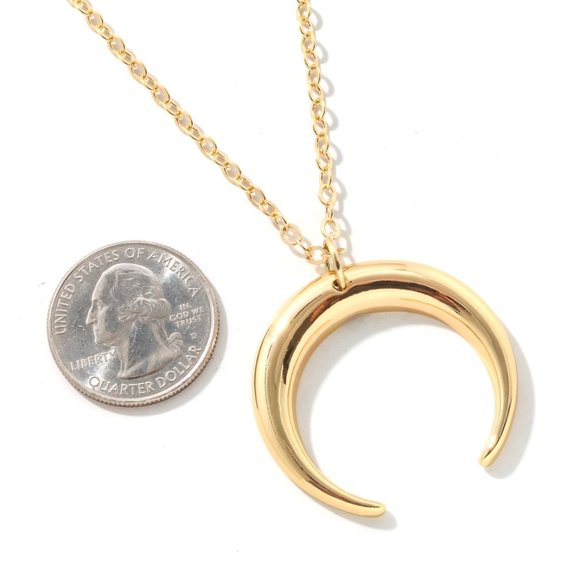 Jewelry | Long Double Chain Crescent Moon Necklace | Poshmark